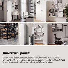 Skříň na spisy kartotéková na klíč bílá, 450x1850x600 mm: ALEX D600