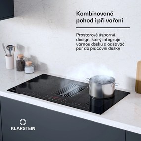 Klarstein AirJet FlexPro Down Air System, Indukční varná deska + digestoř, Flexi zóna, Booster