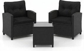 Costway 3 PCS. Sada zahradního ratanového nábytku obsahující 2 křesla a 1