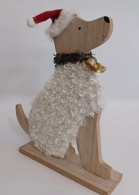 Dřevěná dekorace na stůl pes 21,5 × 26 cm, stojící