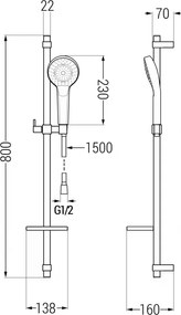 Mexen sprchový set DQ05, chrom, 785054581-00