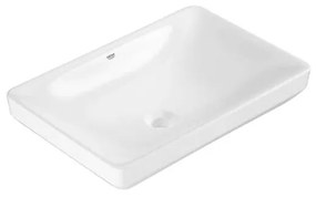 Grohe Euro Ceramic - Umyvadlo na desku 60x40 cm, s přepadem, bez otvoru pro baterii, alpská bílá 102434SH00