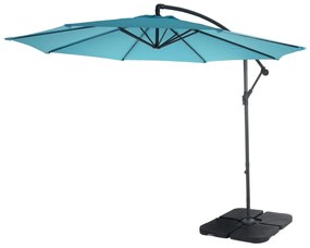 Slunečník Acerra Ø 3m polyester/ocel - tyrkysově-modrý se stojanem