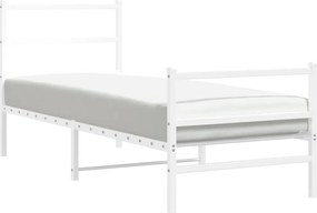 vidaXL Kovový rám postele s hlavovým a nožním čelem 75 x 190 cm [355422] Barva: Bílá