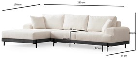Hanah Home Rohová pohovka ETI bílá levá 280 cm