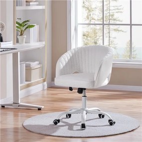 Kancelářská židle Yaheetech – bílá, 56,6 cm (šířka) × 60 cm (hloubka) × 73 cm – 83 cm (výška) (267591732083)