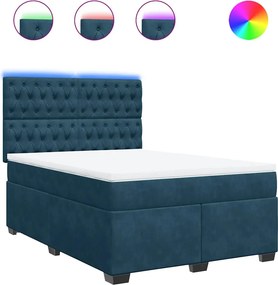 Box spring postel s matrací modrá 140 x 200 cm samet 3293240