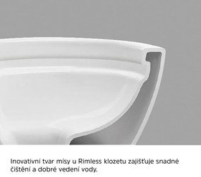 Mereo WC závěsné kapotované RIMLESS 490x370x360 vč.sedátka keramika bílé VSD82S2 Koupelny Bernold