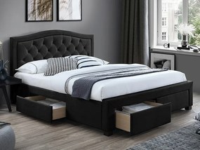 Signal Čalouněná postel ELECTRA VELVET 160 x 200 cm barva černá/ dub