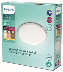 Philips 8719514326866 led stropní svítidlo super slim 1x12w | 1200lm | 2700k | ip44 - eyecomfort, bílá