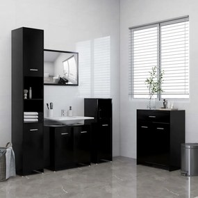 4dílný set koupelnového nábytku - koupelnové skříňky - dřevotříska | černý