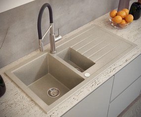 Béžový (pískový) 1,5 komorový kuchyňský granitový dřez QUADRON BRUCE 156 bez baterie
