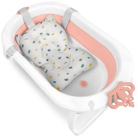 Skládací vanička pro děti a kojence s anatomickou vložkou Ricokids RK-286 v bílé a růžové barvě