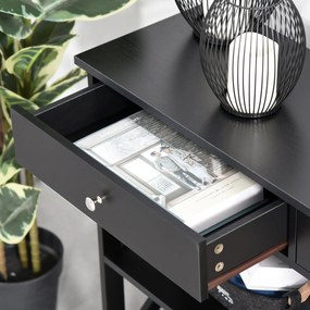 HOMCOM Moderní Konzolový Stolek do Předsíně se 2 Zásuvkami a 2 Spodními Policemi 100x30,5x80 cm Černý