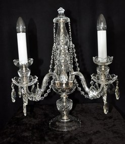 3 bulbs hand cut crystal table lamp with cut almonds