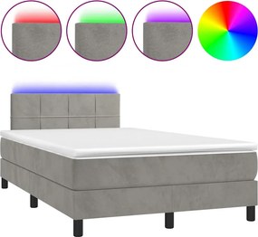 Box spring postel s matrací a LED světle šedá 120x190 cm samet 3270153