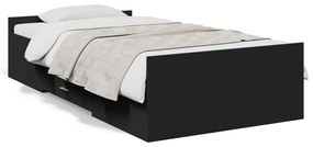 Rám postele se zásuvkami černý 100 x 200 cm kompozitní dřevo - Default Title