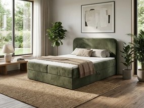 Čalouněná postel boxspring FORENA 160x200 cm tmavě zelená Matrace: Matrace Bonell pružinová