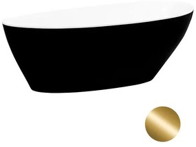 Besco Volně stojící vana z litého mramoru Goya BW 140x62 (160x70, 170x72) Barva: Bílá/černá, Rozměry (cm): 160x70,5, Typ a barva výpustě: Click-Clack s horním čištěním, zlatá