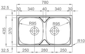 Nerezový dřez Sinks OKIO 780 DUO M 0,5mm matný