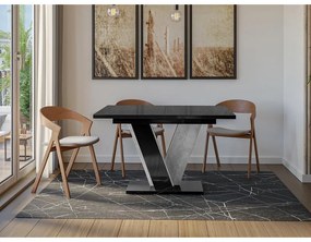 Rozkládací jídelní stůl Tearyl, Barva: černý lesk / beton