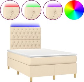Box spring postel s matrací a LED krémová 120x190 cm textil 3270272