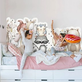 INSPIO Samolepky na zeď dětské - Lesní zvířátka jako zástěna za postel