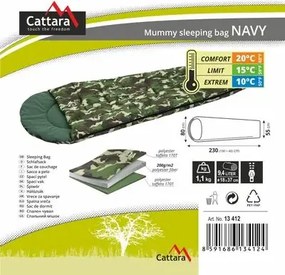 Cattara NAVY / Spací pytel mumie / 230 x 80|55 cm / 20°C | 15°C | 10°C