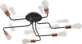 Light for home - Lustr přisazený ke stropu 20207 "ELECTRICO", 6x60W, E27, černá, měď