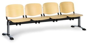 Euroseat Dřevěná lavice do čekáren ISO, 4-sedák, chrom nohy