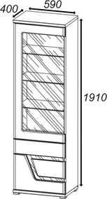 Sconto Vitrína BONN jilm matný/černá, levé provedení