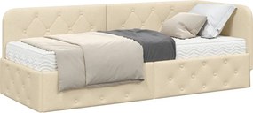 Rohový rám postele Krémová 80 x 200 cm textil 3394035