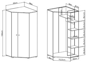 Dětský pokoj DELTA | sestava B1 | 6 dílů | dub/antracit