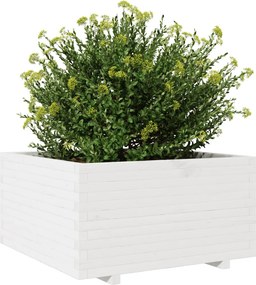 Zahradní truhlík bílý 90 x 90 x 49,5 cm masivní borové dřevo 3282535