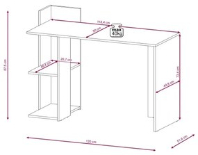 Psací stůl MARLO dub artisan/bílá