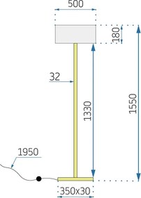 Toolight - Podlahová stojací lampa E27 APP966-3F, zlatá-bílá, OSW-04051
