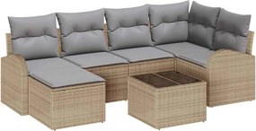 Set pohovek 7 ks Beige a světle šedá polyratan 3354789