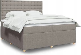 Box Spring Postel S Matrací Textil Taupe tlačítka 200 x 200 cm