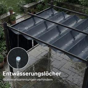 Pergola 3 x 4 m s posuvnou střechou, automaticky zatahovací rolety, hliníkový rám UV50+