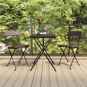 Fionshop 264015941 3dílný skládací bistro set hnědý polyratan
