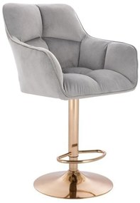LuxuryForm DESIGN Barová židle AMALFI VELUR na zlaté kulaté podstavě - světle šedá