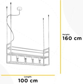 ONLI - Lustr na lanku s poličkou JEFFER 4xE27/22W/230V bílá