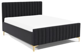 Eka Čalouněná postel SUTRA+ 160x200 cm Barva látky Trinity: (2316) Černá, Úložný prostor: S dřevěným rámem úložného prostoru