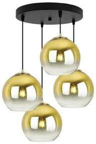 Závěsné svítidlo BERGEN GOLD, 4x zlaté/transparentní skleněné stínítko (fi 20cm), O