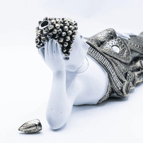 Milujeme Kameny Buddha ležící - socha Feng shui - bílo-bronzová VADA VAD291