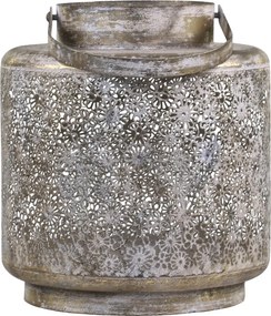 Bronzová antik kovová lucerna s kvítky Vire Flowien - Ø22*25cm