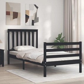 Rám postele s čelem černý 90 x 200 cm masivní dřevo,  3194235 HangarStore.cz