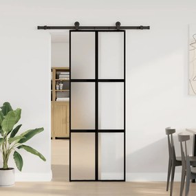 Posuvné dveře s kováním 76x205 cm tvrzeného sklo a hliník 3332959