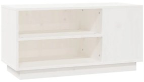 TV skříňka bílá 80x35x40,5 cm masivní borové dřevo - Default Title