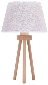 Duolla - Stolní lampa BOUCLE 1xE27/15W/230V pr. 28 cm bílá/dřevo